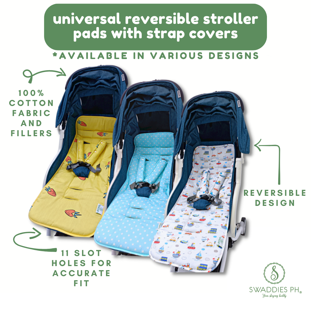 Universal Reversible Stroller Pads with Strap Covers – SwaddiesPH